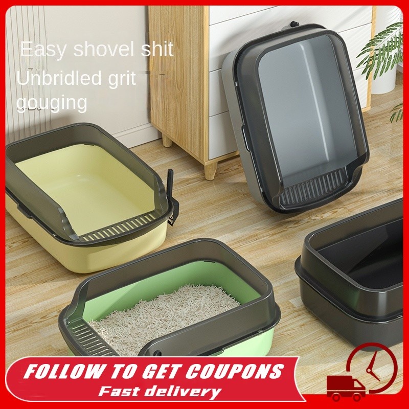 Cats Sandbox Cat Toilet Large Capacity Open Cat Litter Box Plastic Anti ...
