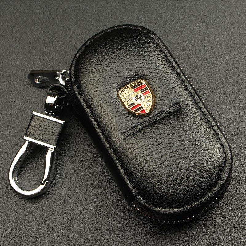 Porsche logo universal leather car key bag/key case/key chain | Shopee ...