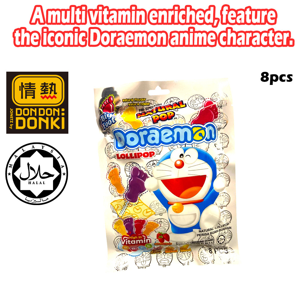 [DONKI] HALAL Big Foot Doraemon Natural Lollipop 8pcs | Shopee Malaysia