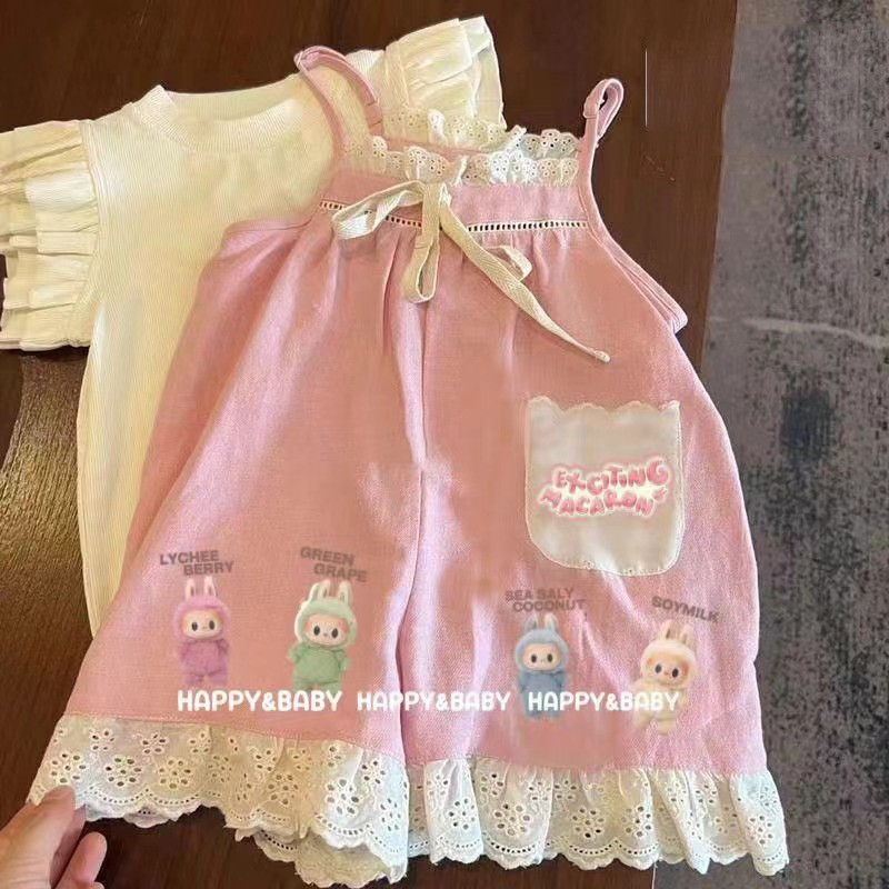 2024 New Cartoon Labubu Costume For Kids Girl Cute Labubu Printed Tops ...