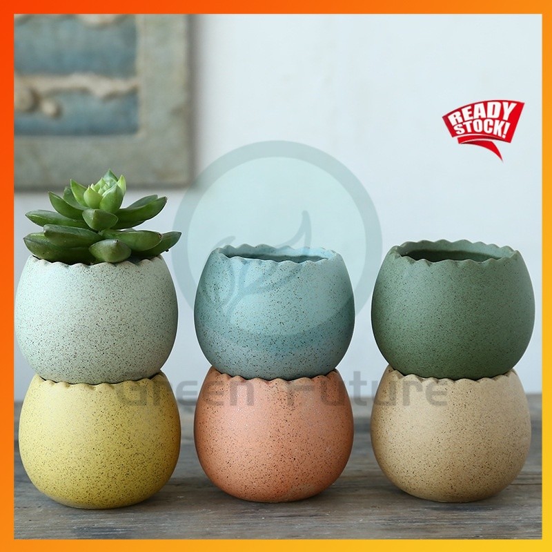 【READY TO STOCK】 Succulent Pot Cactus Pot Ceramic Pot Zakka Minimalism ...