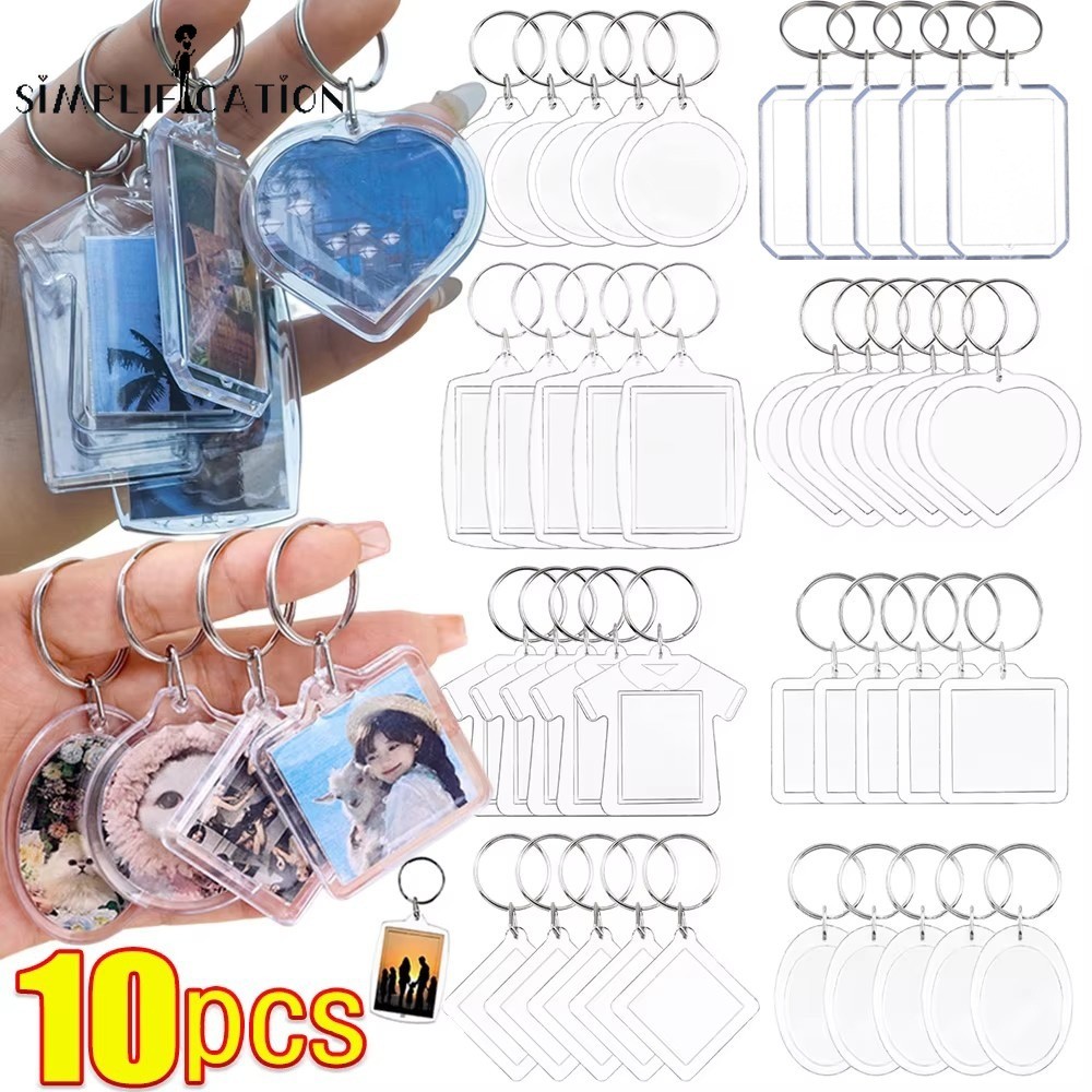 5/10Pcs Blank Transparent Acrylic Picture Frame Keychain - DIY Multiple ...