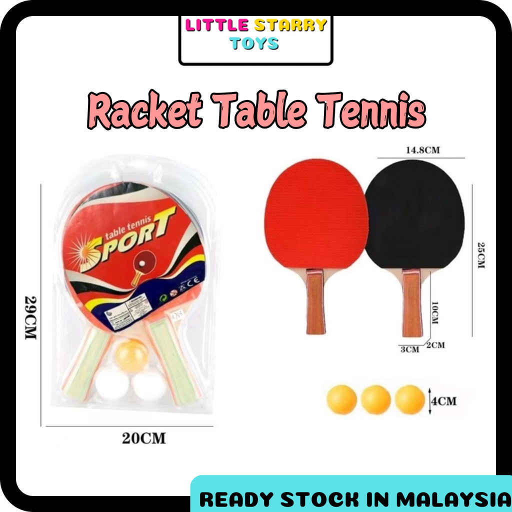 Ready Stock !!! Table Tennis Racquet Set 2 + 3pcs Wooden Handle Bola ...