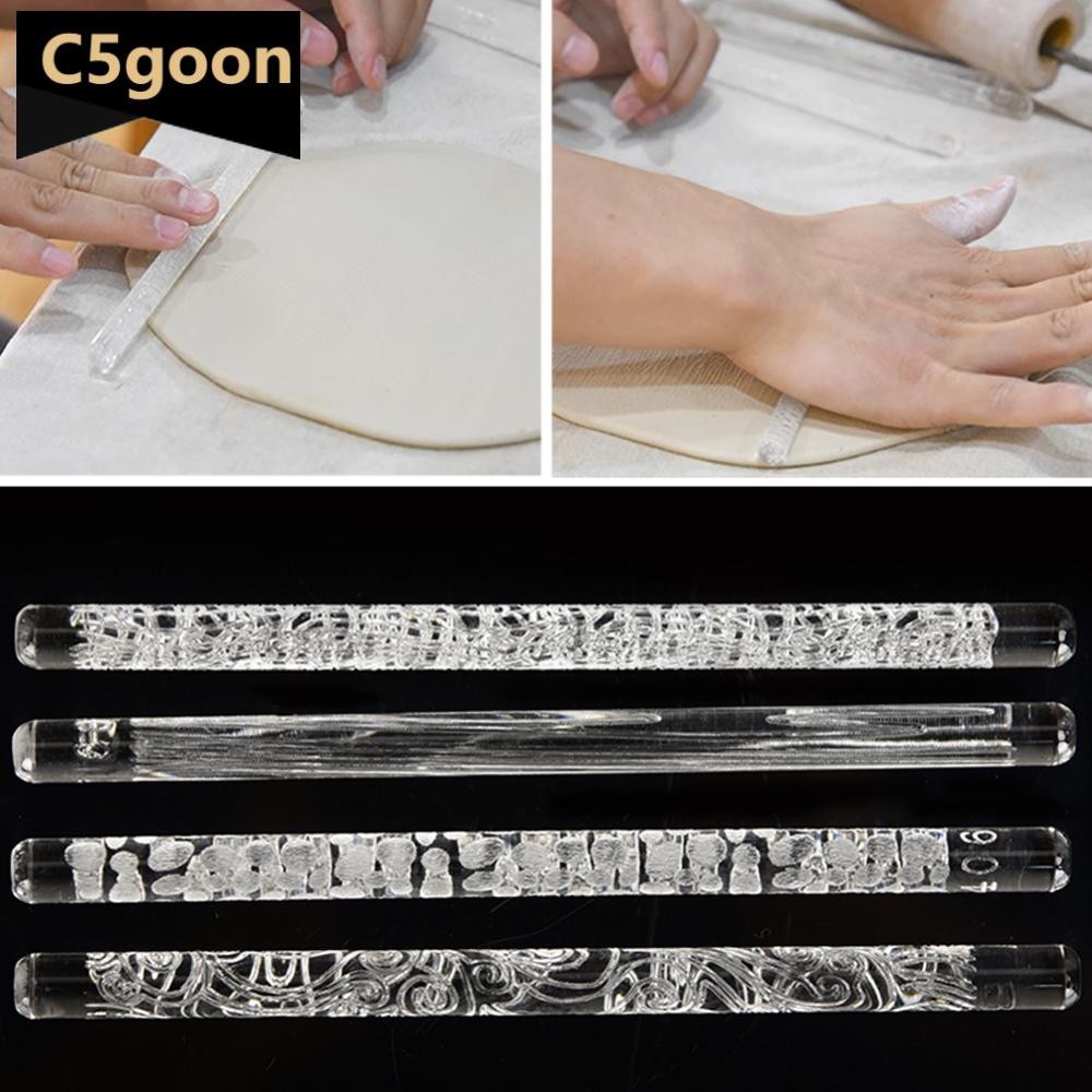 C5GOON Acrylic Texture Rolling Pin Ceramic Pottery Art Embossed Rod ...