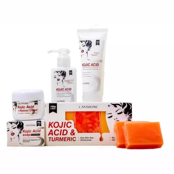 Kojic Acid 5-in-1 Set: Triple Kojic Soap, Double Kojic Soap, Kojic Face ...