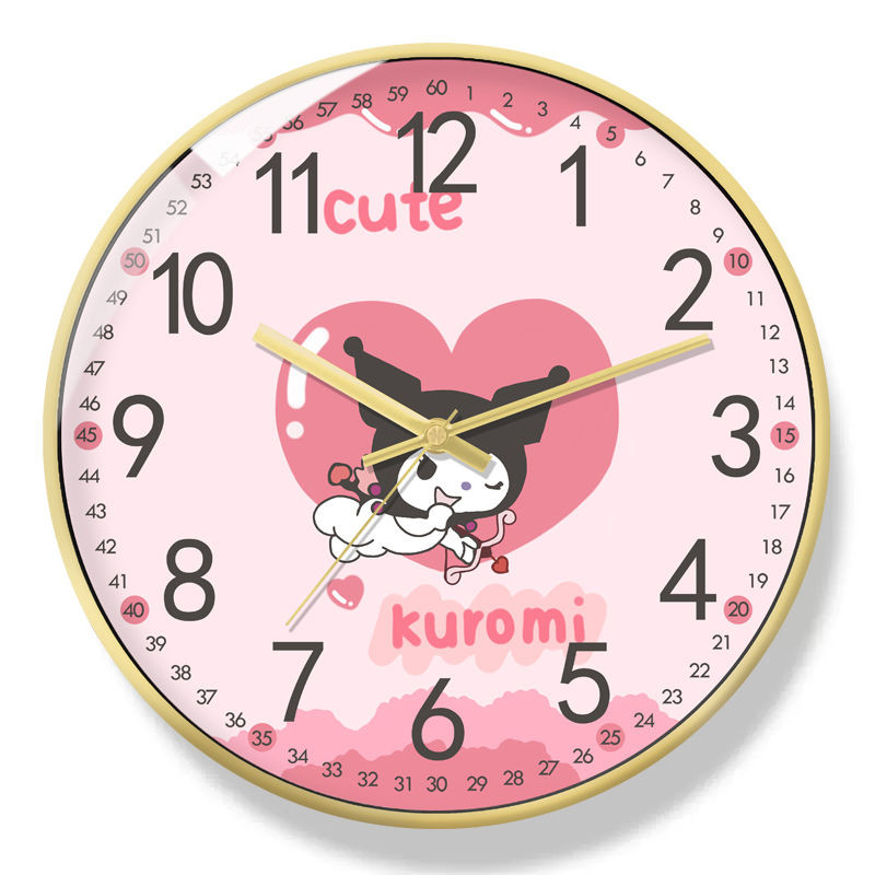 20CM Kawaii Anime Sanrio Kuromi Wall Clock Cartoon Child Bedroom ...