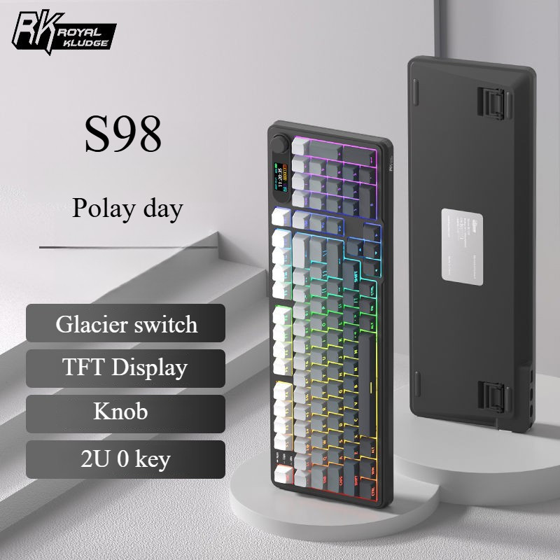 RK S98 3 Mode Mechanical Keyboard RGB Backlight Customized with Display ...