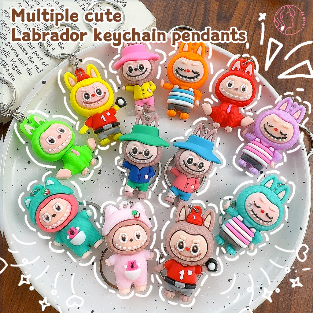 Cartoon Furball Labubu Cross Dressing Keychain - Vibrant Multi Style ...