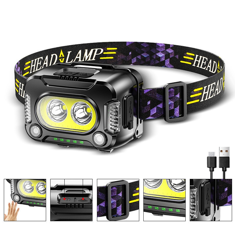 Ultra Bright LED Headlamp Motion Sensor Waterproof Headlight for ...