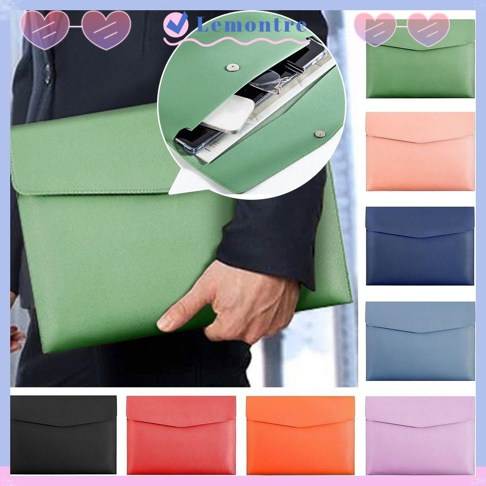 LEMONTRE File Bag, Leather Large Capacity Leather File Folder, Data ...