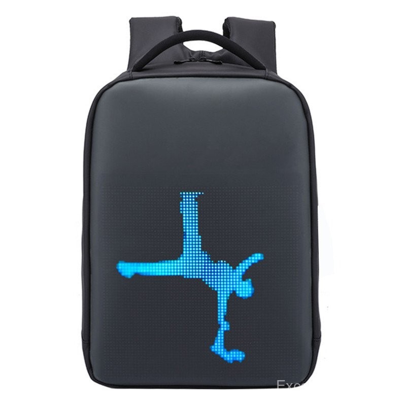 Black 53cm LED Backpack WIFI Connection Mobile Phone Edit Text ...