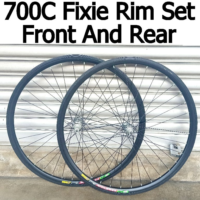 Bicycle 700C Fixie Racing Road Bike wheelset Front Rear Rim Set Gelung ...
