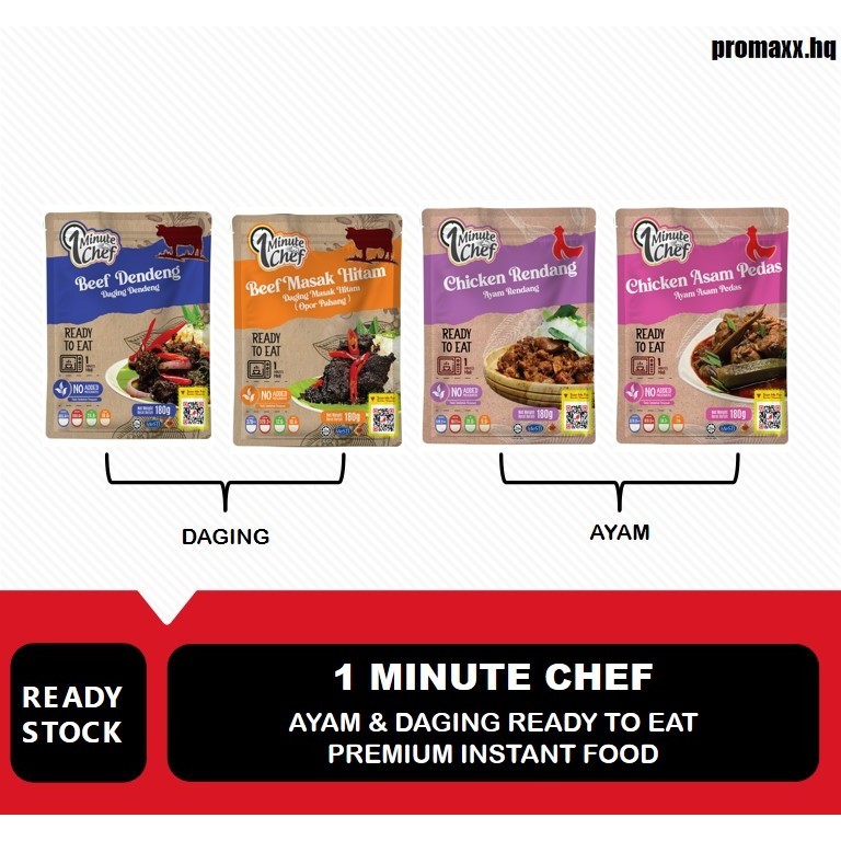 1 Minute Chef Ready To Eat Instant Food Ayam & Daging 180g | Shopee ...
