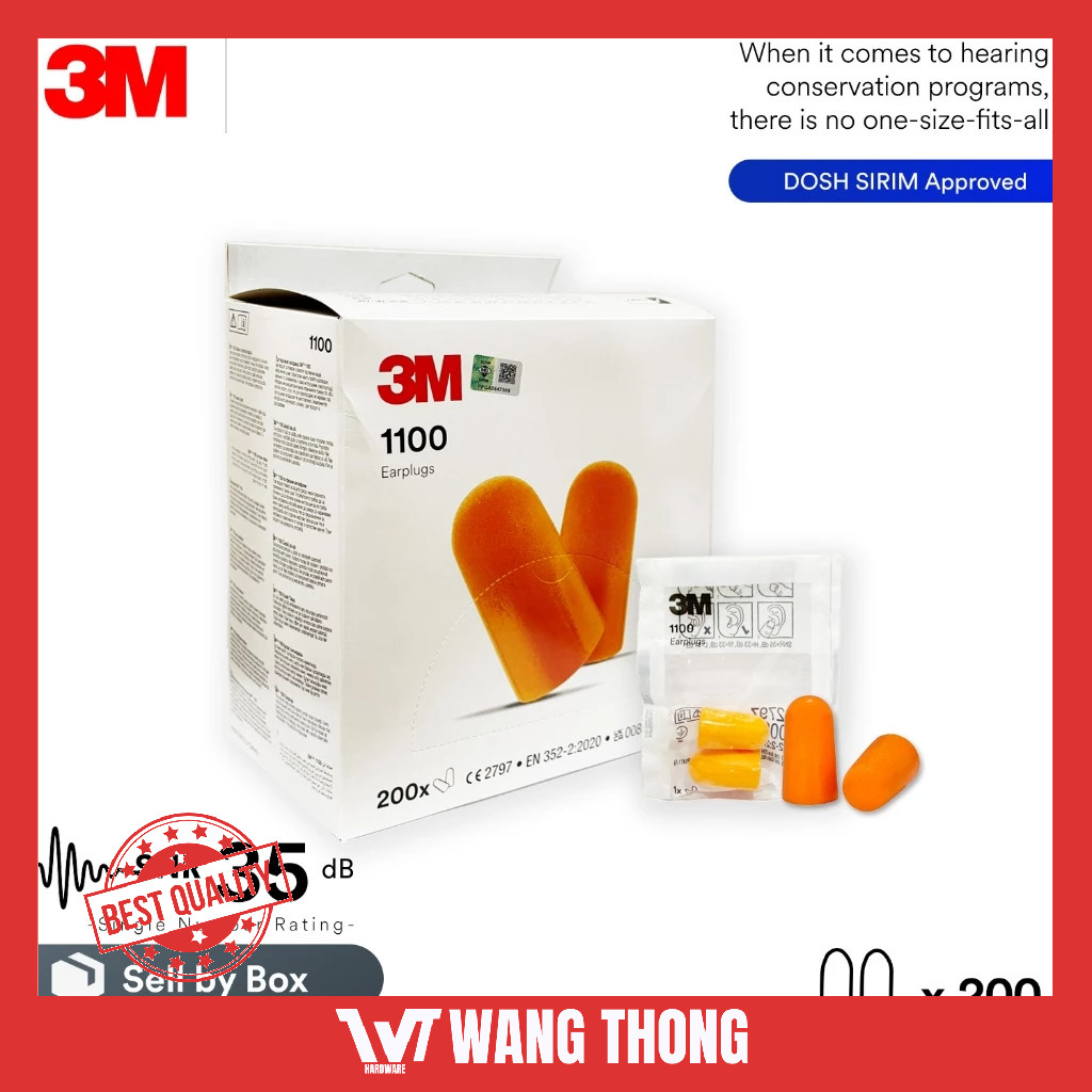 3M™ 1100 Uncorded Soft Foam Disposable Earplugs (BOX) | Shopee Malaysia