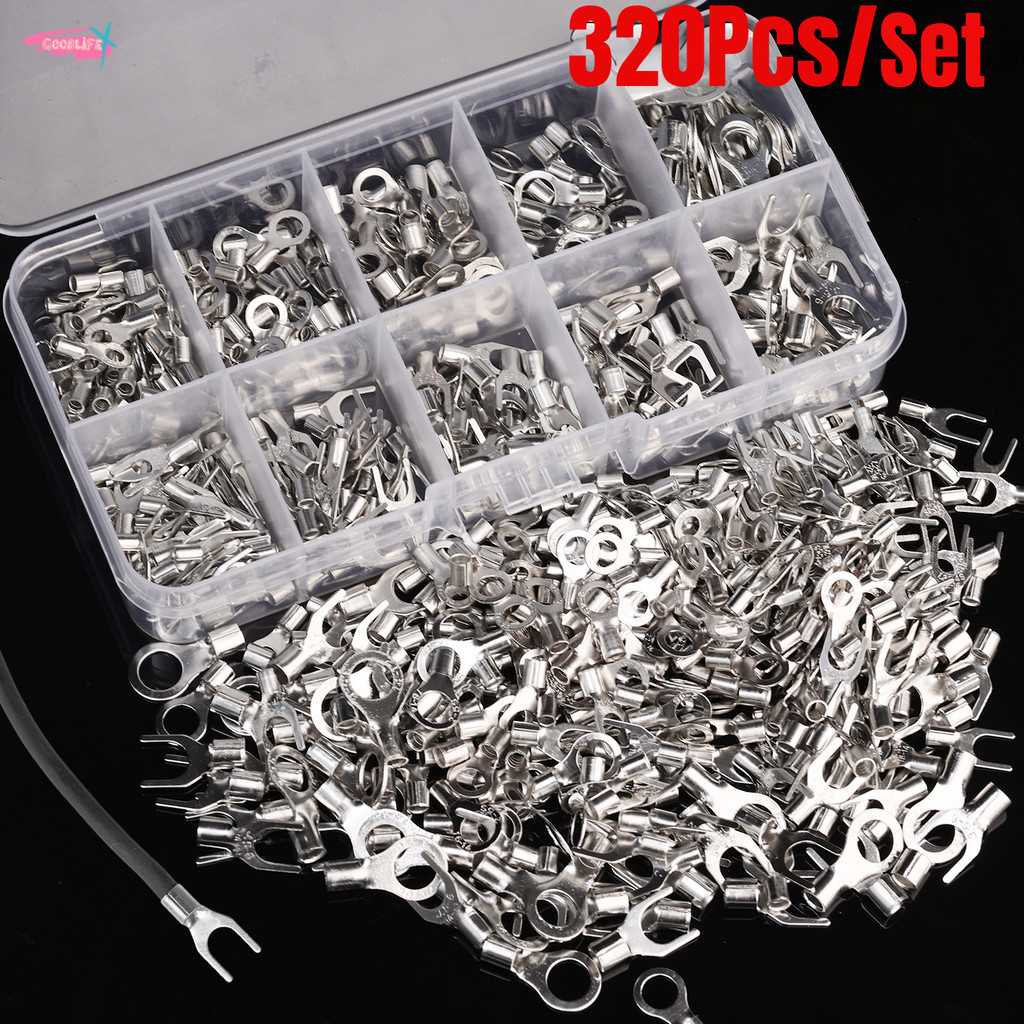 320Pcs Non-Insulated U/O Shaped Wire Connector Boxed Crimp Terminal ...