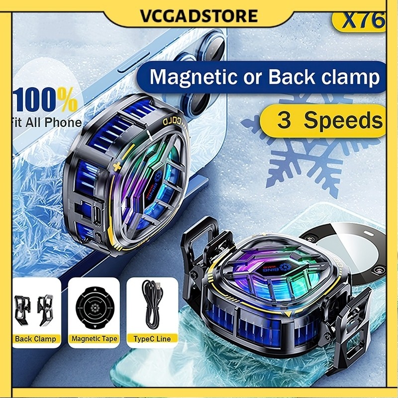 Magnetic Phone Cooler X76 Heat Sink Ice Cooling Radiator Cooling Fan ...