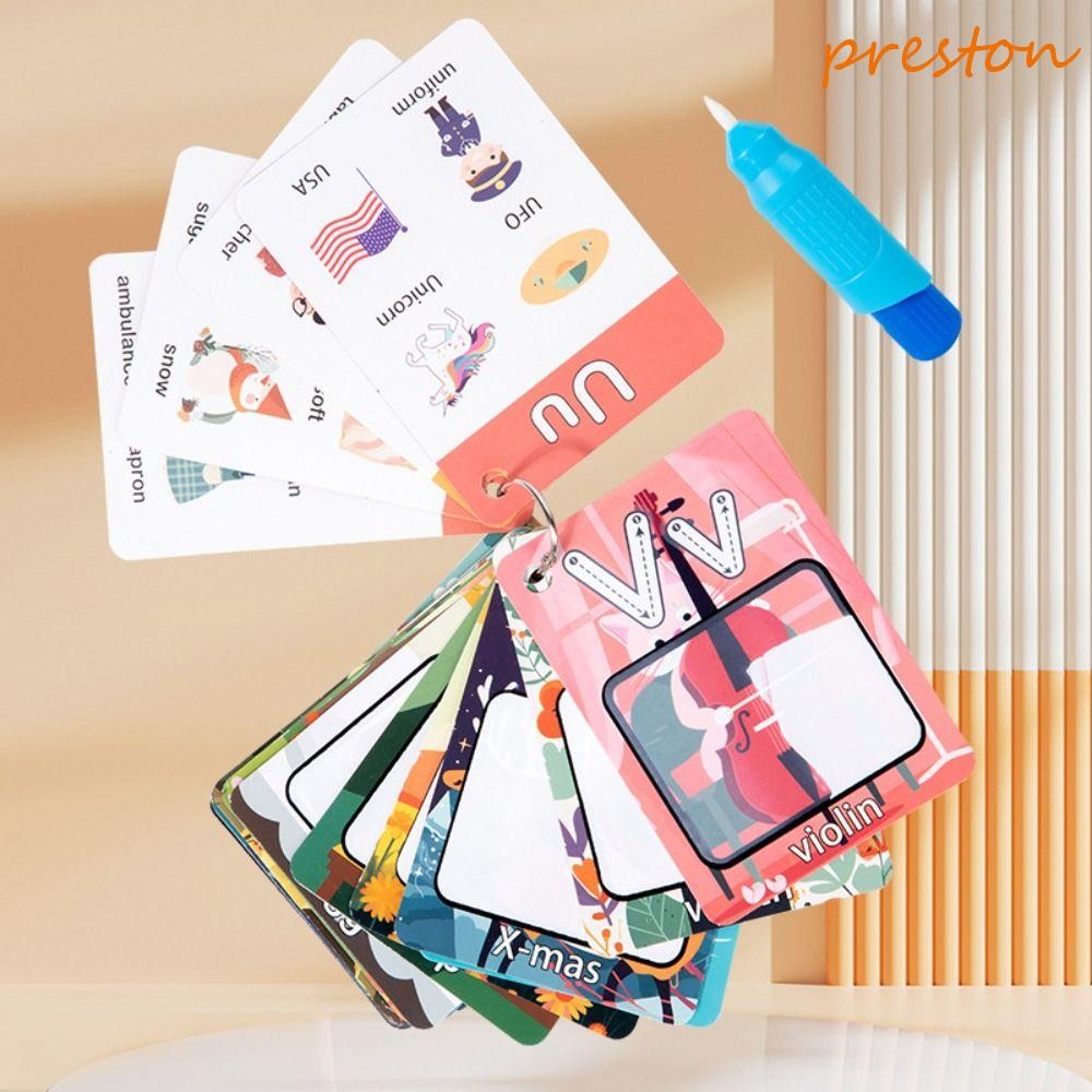 PRESTON Watercolor Alphabet Flashcards, Educational English Learning ...