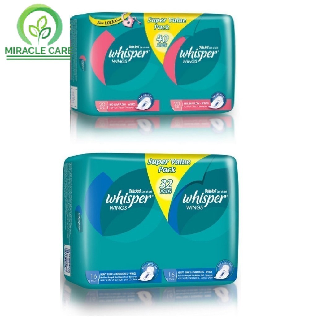 WHISPER Heavy/Regular Flow Bundle Pack (28cm X 32s)/(23cm X 40s ...
