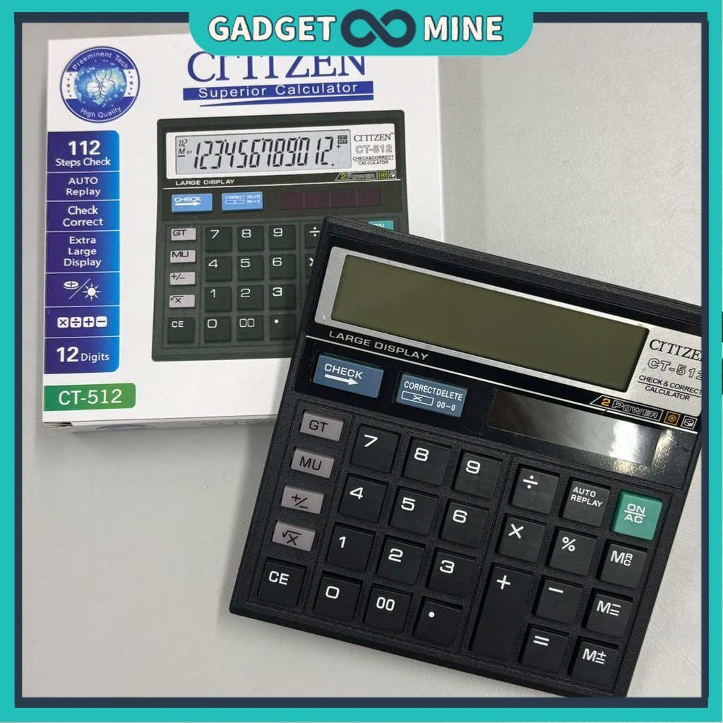 CT-512 12 Digit Paparan Besar Bateri Suria Rumah Pejabat Desktop Kalkulator Saintifik | Shopee ...
