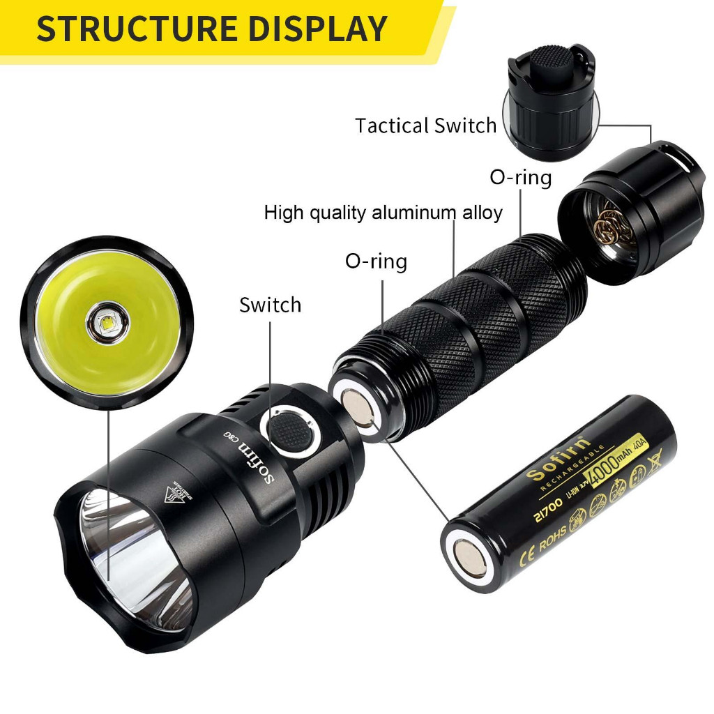 Sofirn C8g Led Flashlight Luminus Sst40 Powrerful 2000lm Output With ...