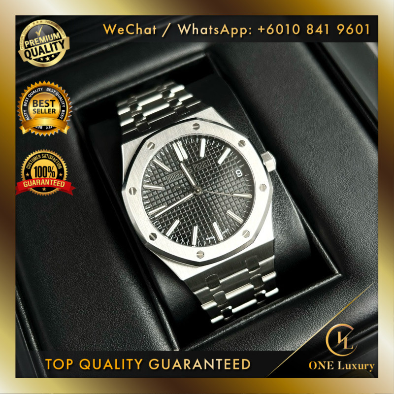 🔥SWISS TOP QUALITY🔥 R0YAL 0AK 41MM 15510ST BLACK DIAL STAINLESS STEEL ...
