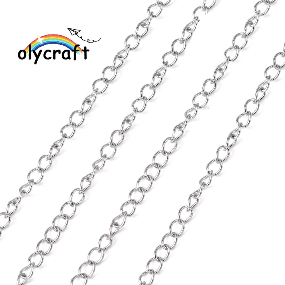 1m Non-Tarnish 3.28 Feet 304 Stainless Steel Curb Chains Twisted Chains ...