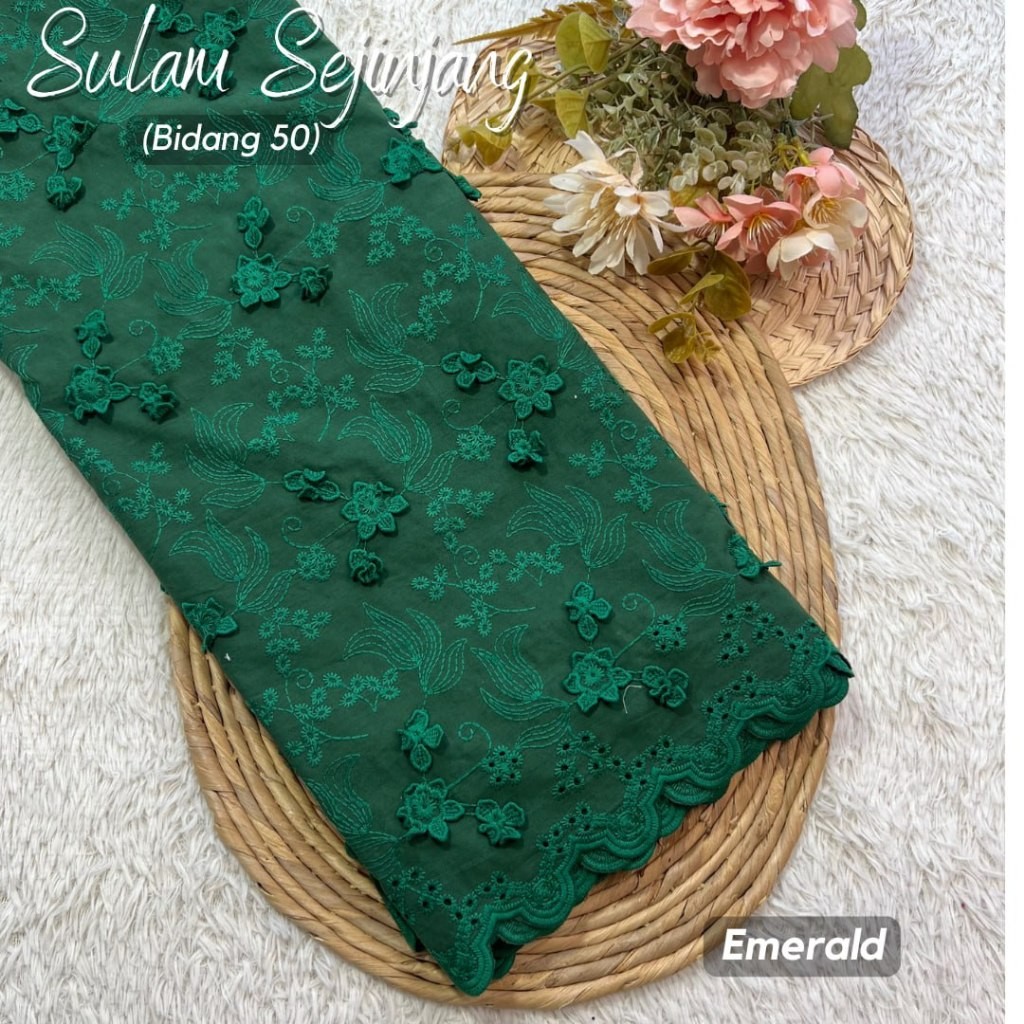 (2M SULAM SAHAJA) SULAM SEJINJANG SULAM EYELET 3D PERMIUM KAIN PASANG I ...