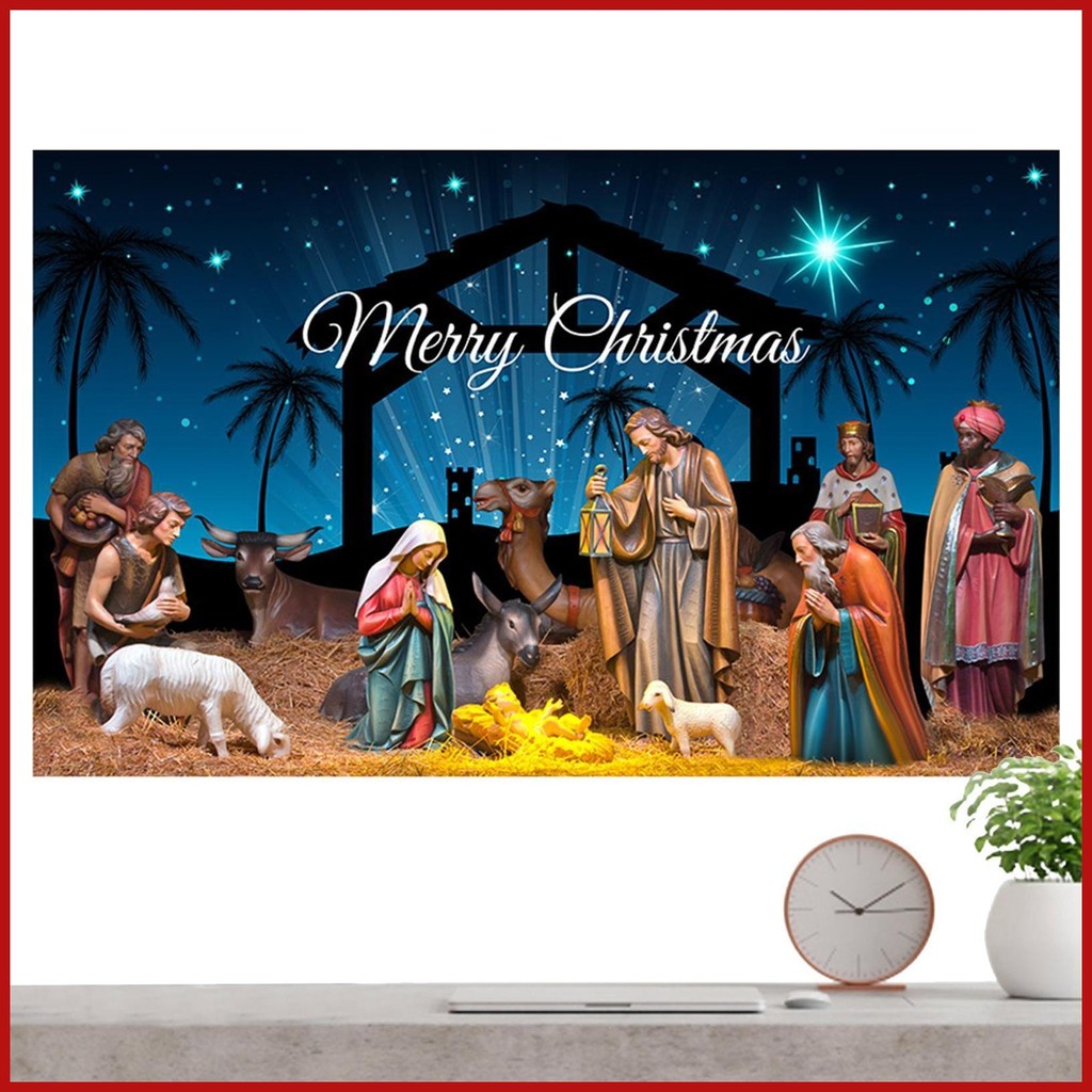 Nativity Scene Backdrop Banner Nativity Scene Christmas Backdrop ...