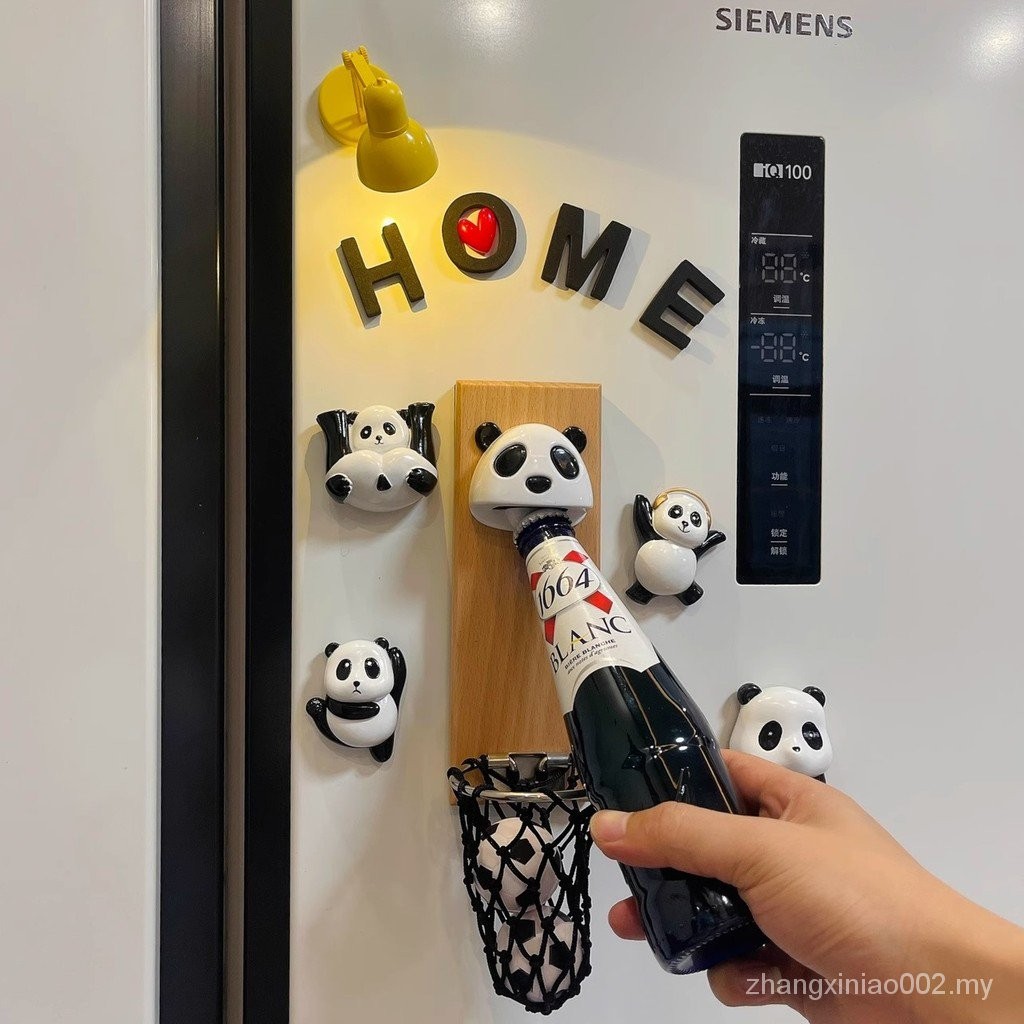 Sg Beer Bottle Opener Refrigerator Sticker Cute Panda Three-Dimensional ...