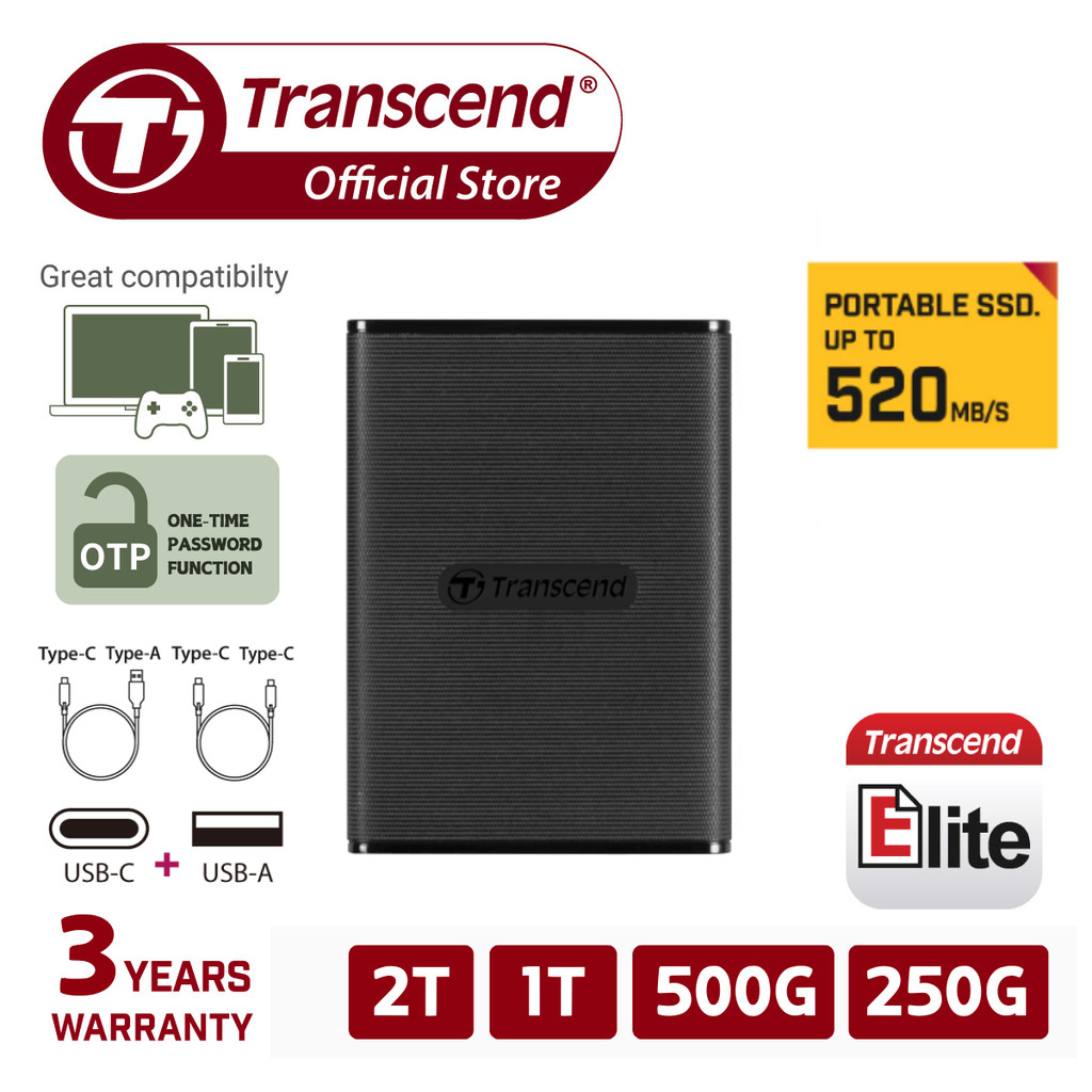 Transcend ESD270C Portable SSD 3D NAND Type-C (250GB/500GB/1TB/2TB ...