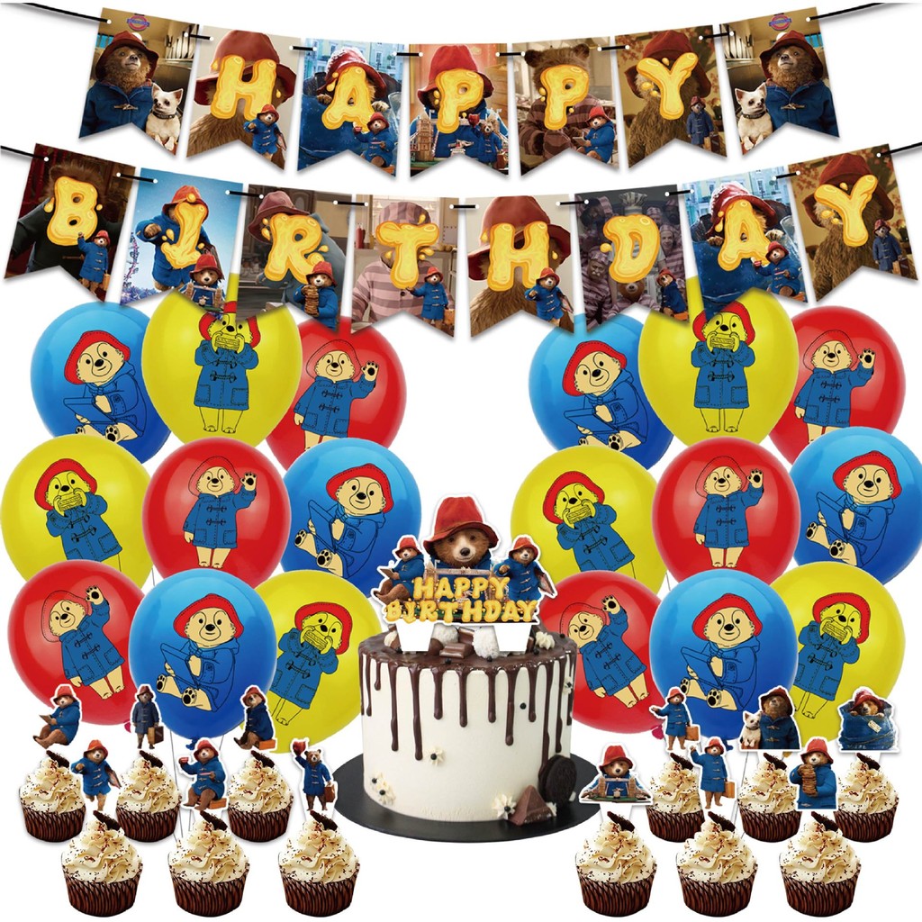 SQ2 Paddington Bear theme birthday party banner balloon decoration ...