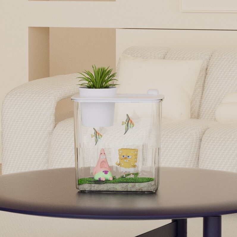 Set landskap akuarium akrilik telus akuarium akuarium dengan tangki ...