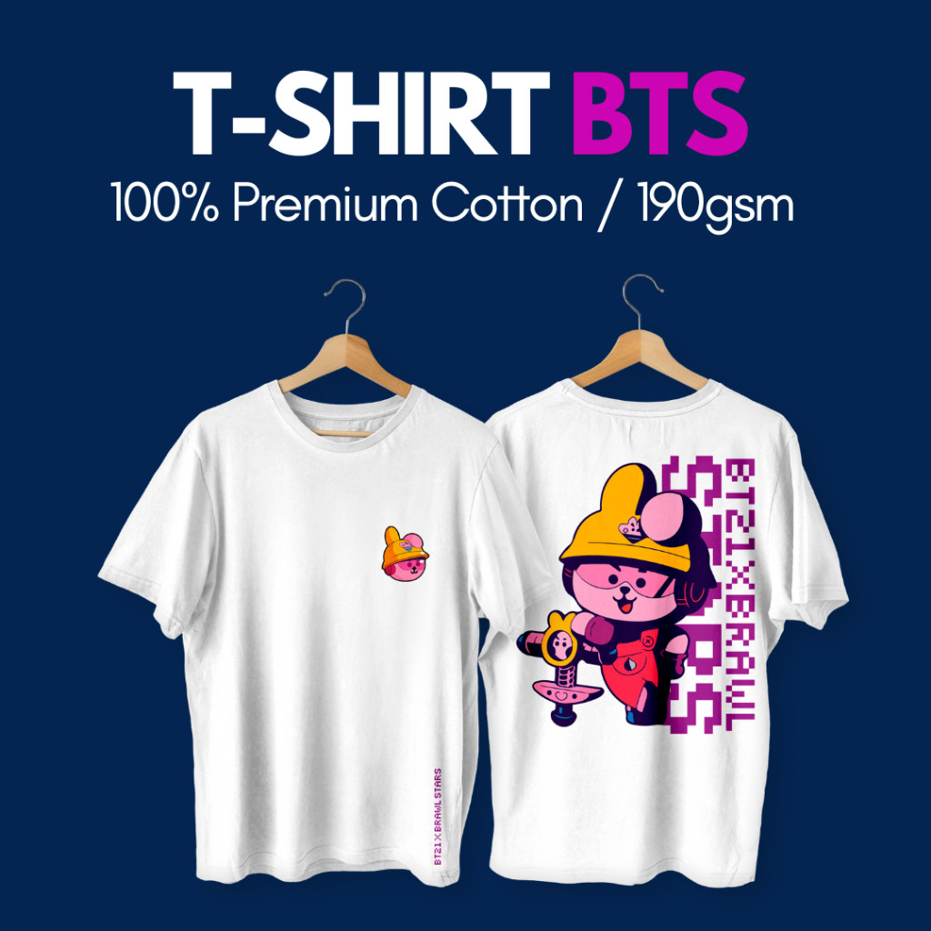 BT21 BRAWL STARS T-SHIRT BTS KPOP MERCH 100% COTTON PREMIUM QUALITY 190 ...