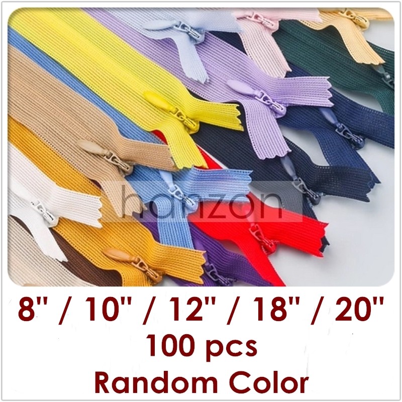 (100 PCS) 8"/10"/12"/18"/20" Random Color Invisible Zip/Zip Sembunyi ...