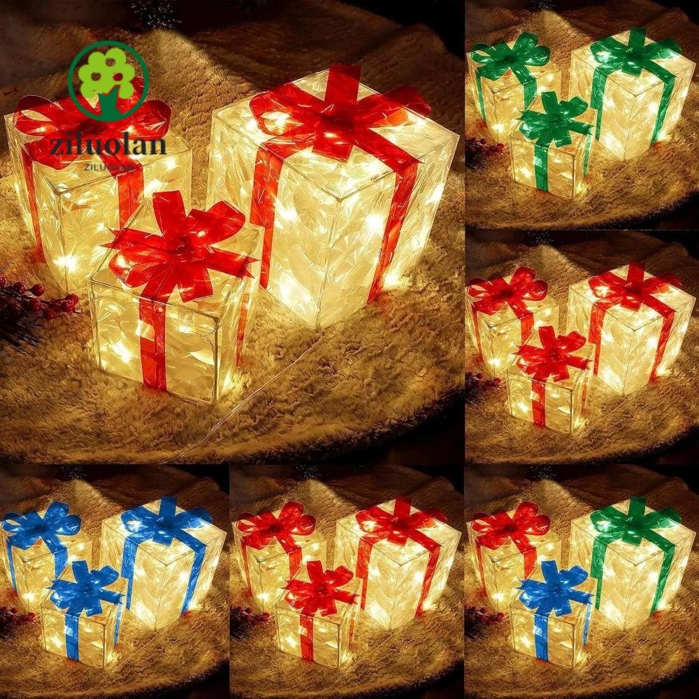 ZILUOLAN 3Pcs/Set Christmas Lighting Box, with Bow Ribbon Folding ...