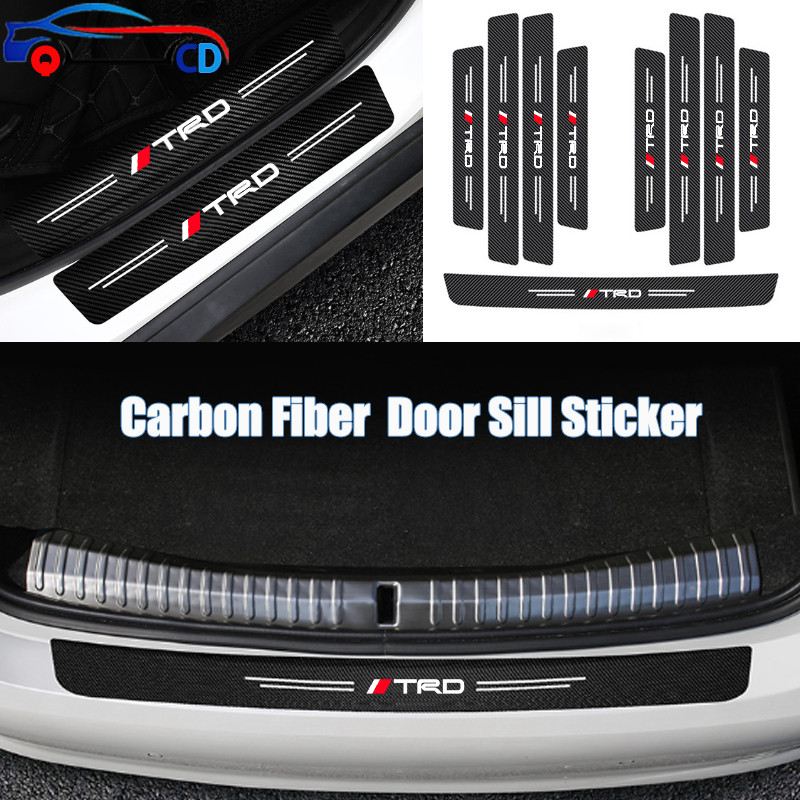 Toyota TRD Carbon Fiber Car Leather Plate Step Sticker Protector ...
