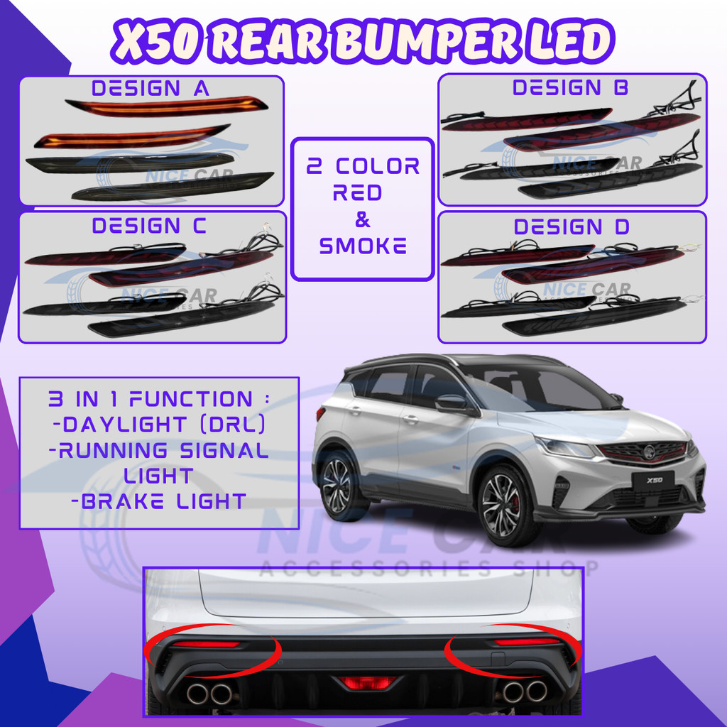Proton X50 Reflector Rear Bumper Reflector LED DRL Fog Lamp Fog Light ...
