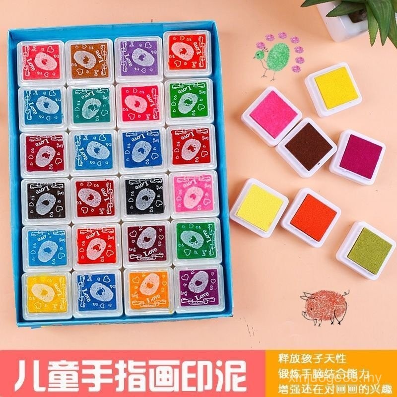 Children Fingerprint Ink Pad 12 Colors Fun Creative diy Coloring ...
