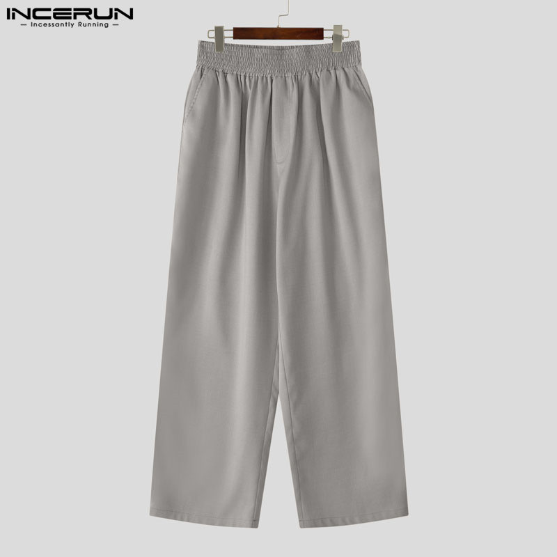 INCERUN men's pleated solid color pants | Shopee Malaysia