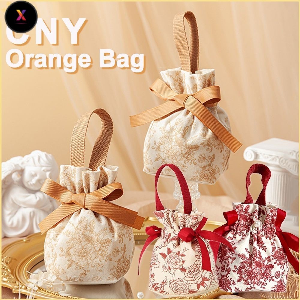 FM 2024 Chinese New Year Cny Orange Bag Pouch Canvas Rose Flower ...