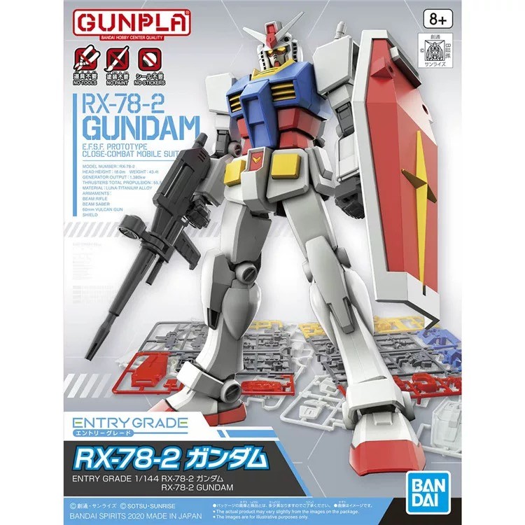 BANDAI model kits GUNDAM EG ENTRY GRADE 1/144 RX-78-2 GUNDAM CLOSE COMBAT MOBILE SUIT EFSF ...