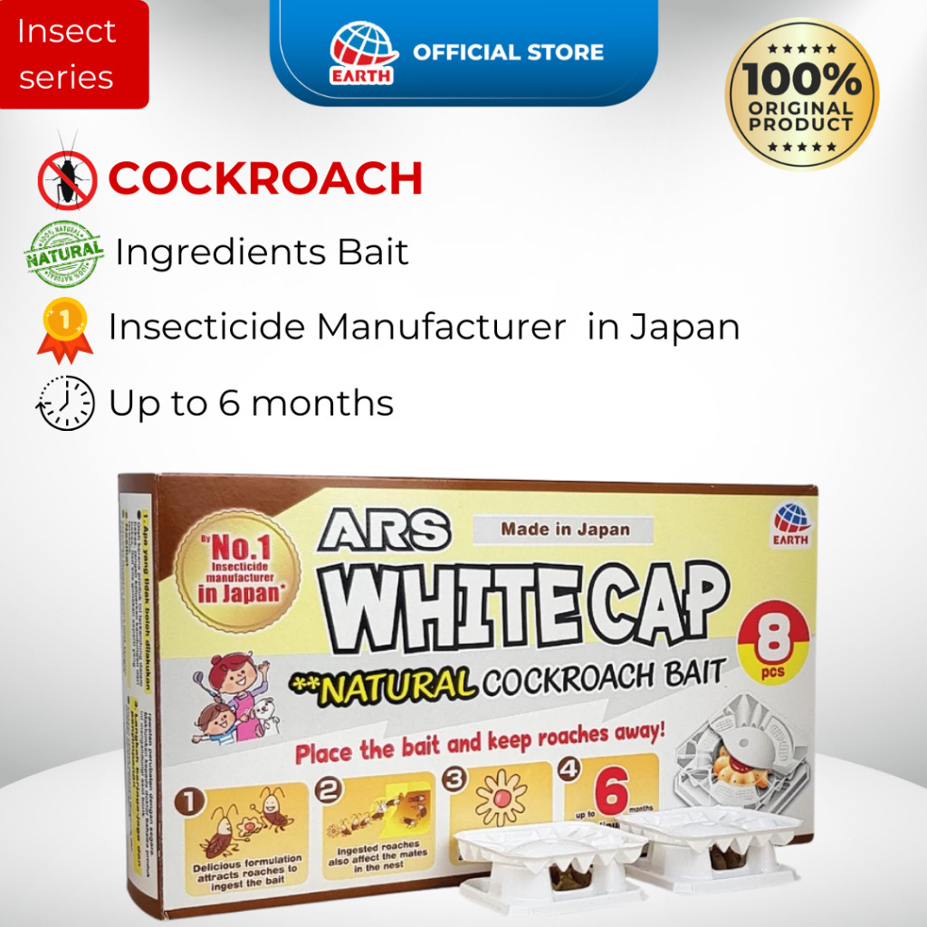 ARS White Cap Natural Cockroach Bait Insecticide Free Eliminate Entire ...
