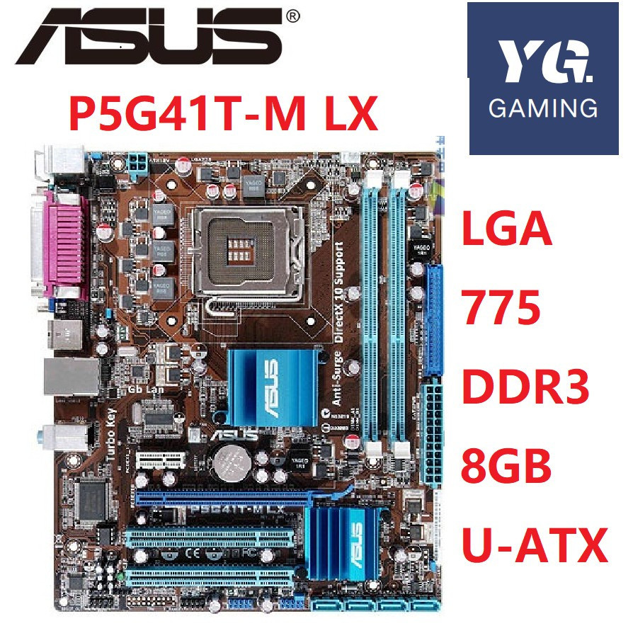 Asus P5G41T-M LX Desktop Motherboard G41 Socket LGA 775 Q8200 Q8300 DDR3 8G u ATX UEFI BIOS ...