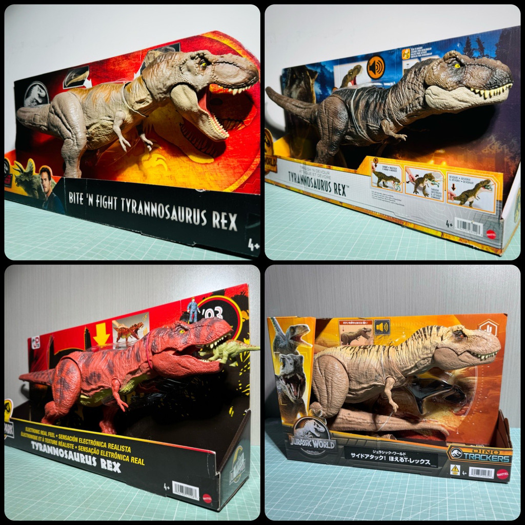 All Kinds of Mattel Tyrannosaurus Rex Jurassic World Luminous Tracking Battle Damage Wound ...