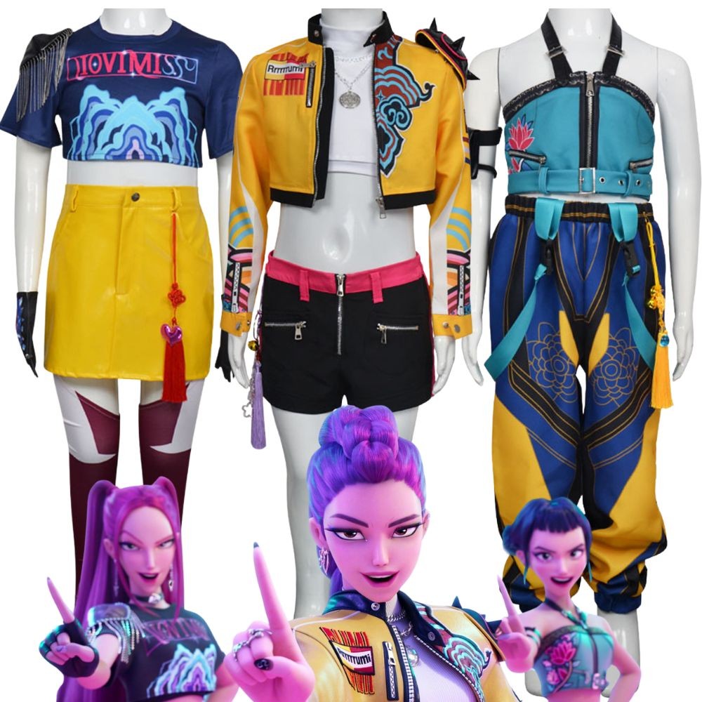 Kids Kpop Demon Hunters Rumi Zoey Mira Cosplay Huntrix Costume For ...