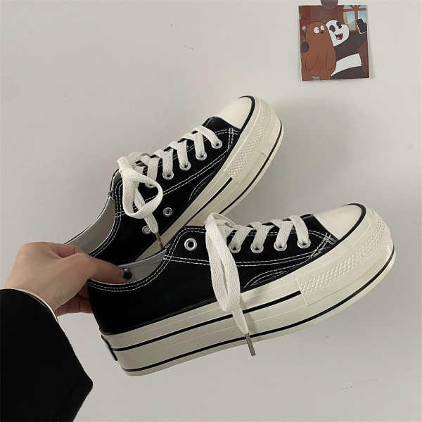 Shoes Sneakers Kasut Kasut Sukan Wanita Kasut kanvas bertingkat tinggi ...