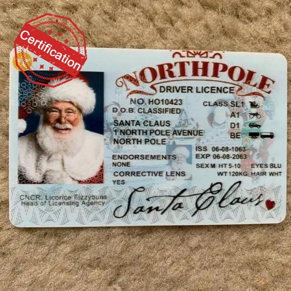 Pvc Santa Claus Card Christmas Driving License Diy Christmas Gift Card ...