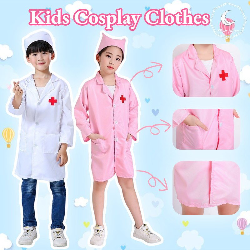 Kids Role Play Costume Boys Girls Doctor Nurse Cosplay Clothes Set and ...