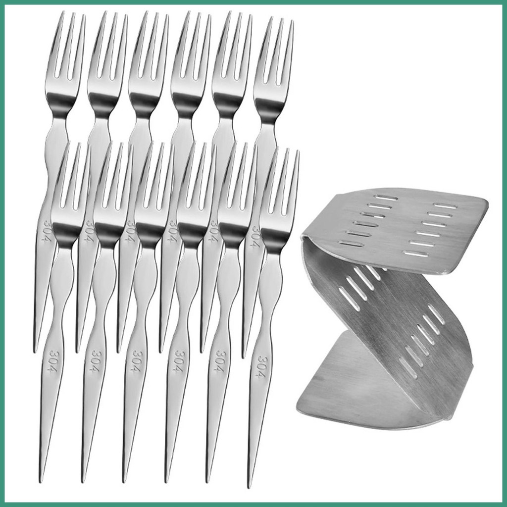 Stainless Steel Forks Portable Metal Fruit Fork Set Camping Cutlery and ...