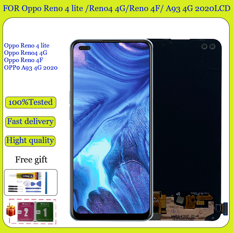 Original For Oppo Reno 4 lite /Reno4 4G/Reno 4F/ A93 4G 2020 LCD Display Touch Digitizer ...